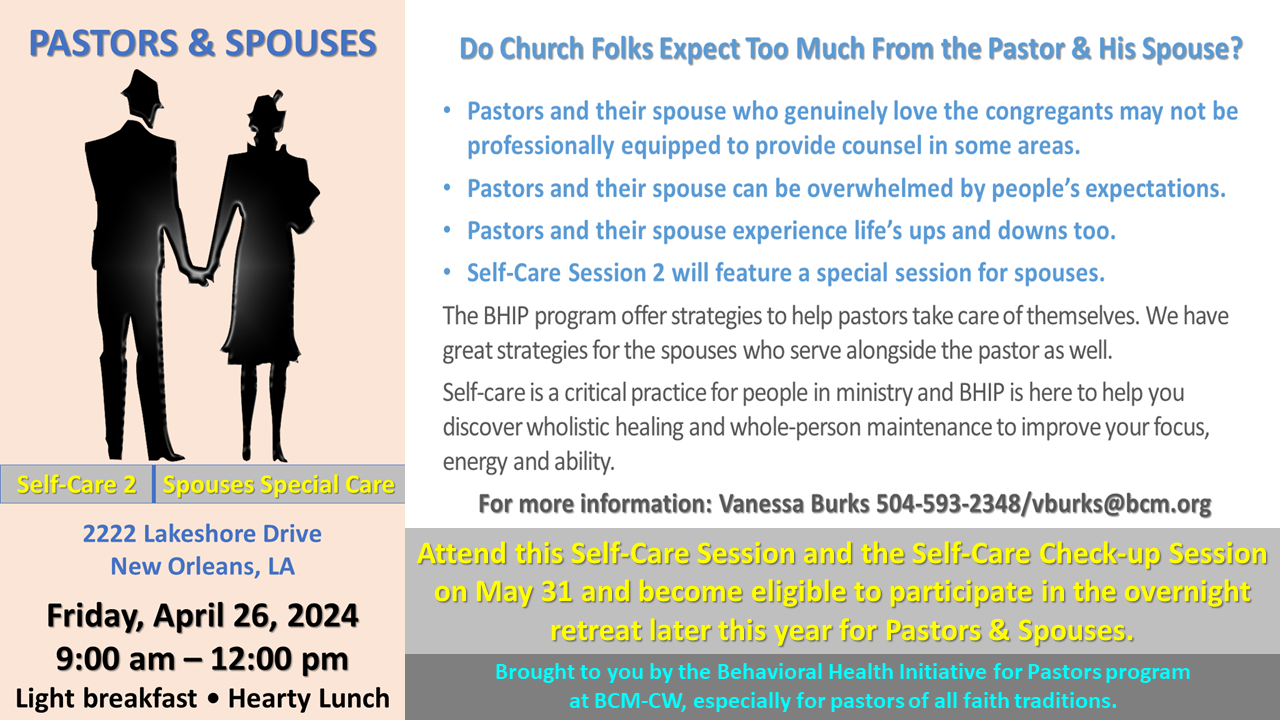 The Behavioral Health Initiative for Pastors (BHIP) Program | Louisiana ...